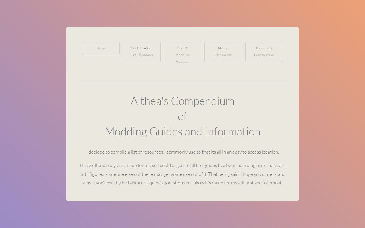 Althea's Compendium of Modding Guides and Information